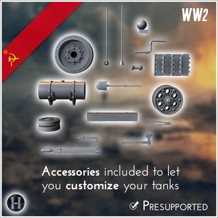 3D Printable T-34-76 1943 ChTz - Soviet army WW2 Second World East front Ostfront RPG Mini Hobby ...